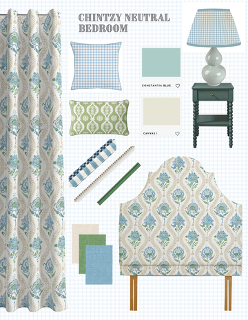 Chintzy neutral interiors designer fabric – Charlotte Gaisford