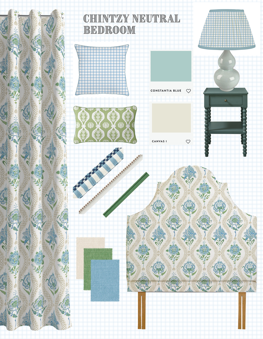 Chintzy neutral interiors designer fabric – Charlotte Gaisford